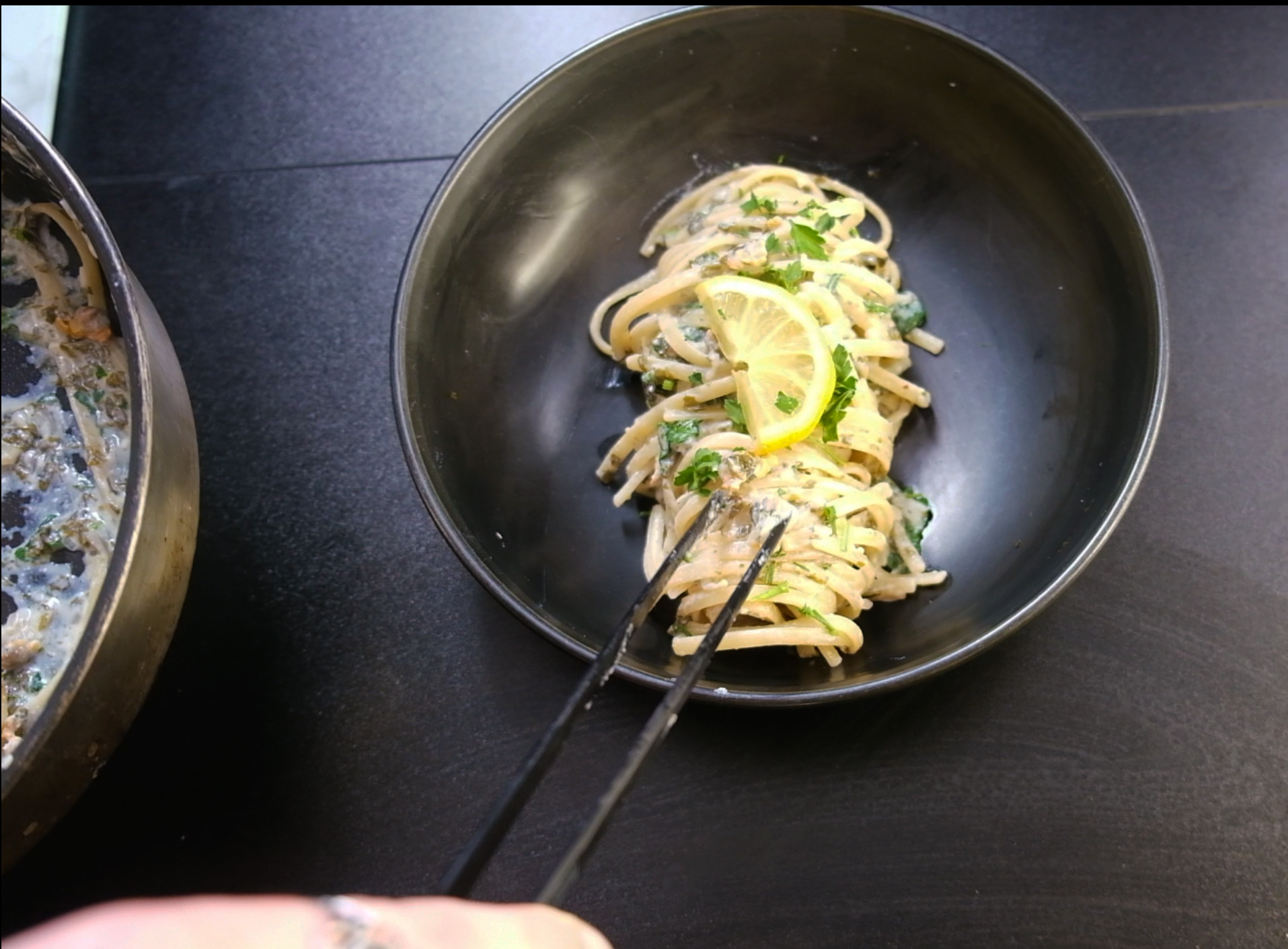 Linguine with Ricotta, Spinach, Penclawdd Cockles & Laverbread ...